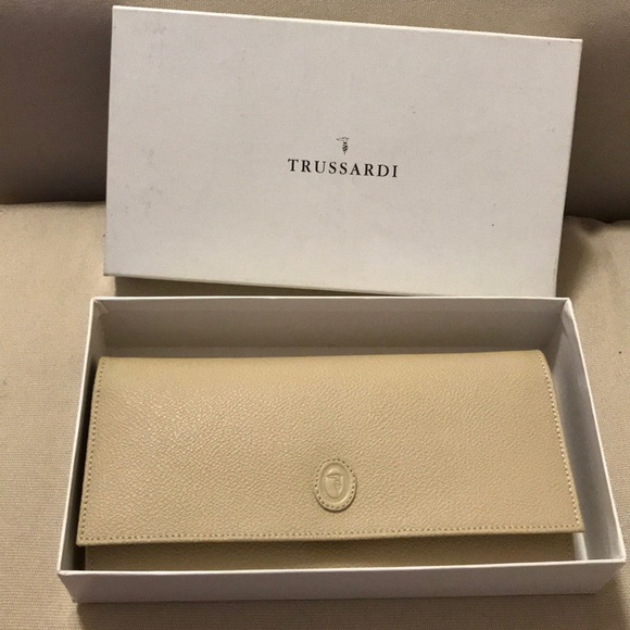 Trussardi | Bags | Trussardi Cream Leather Wallet | Poshmark